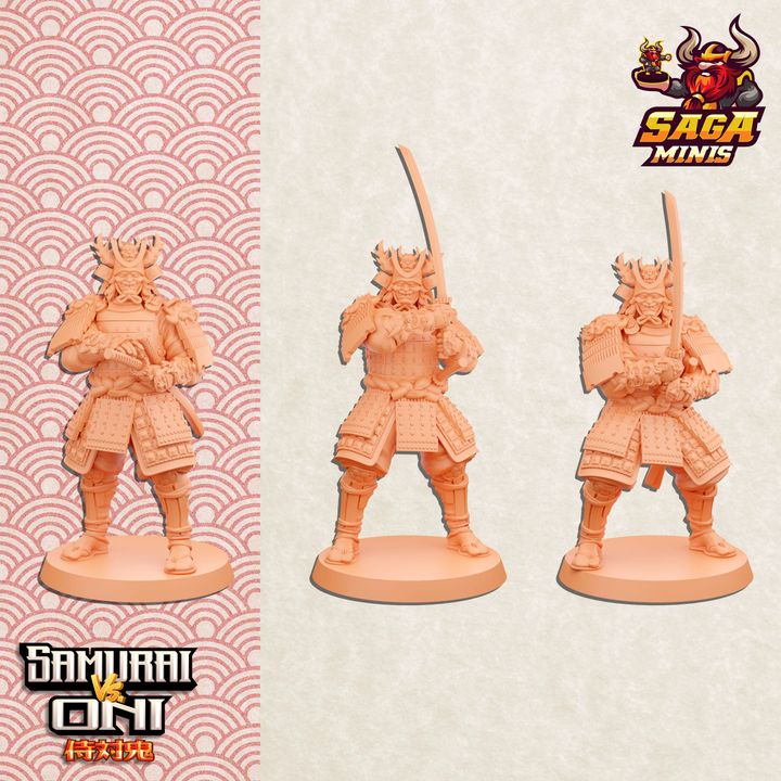 3D Printable Samurai Oni x3 by Saga Miniatures